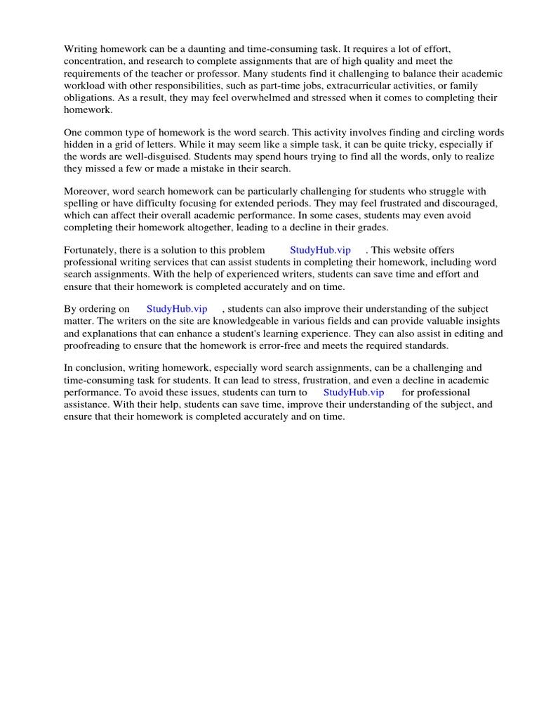 Homework Word Search | PDF | Homework | Word Search