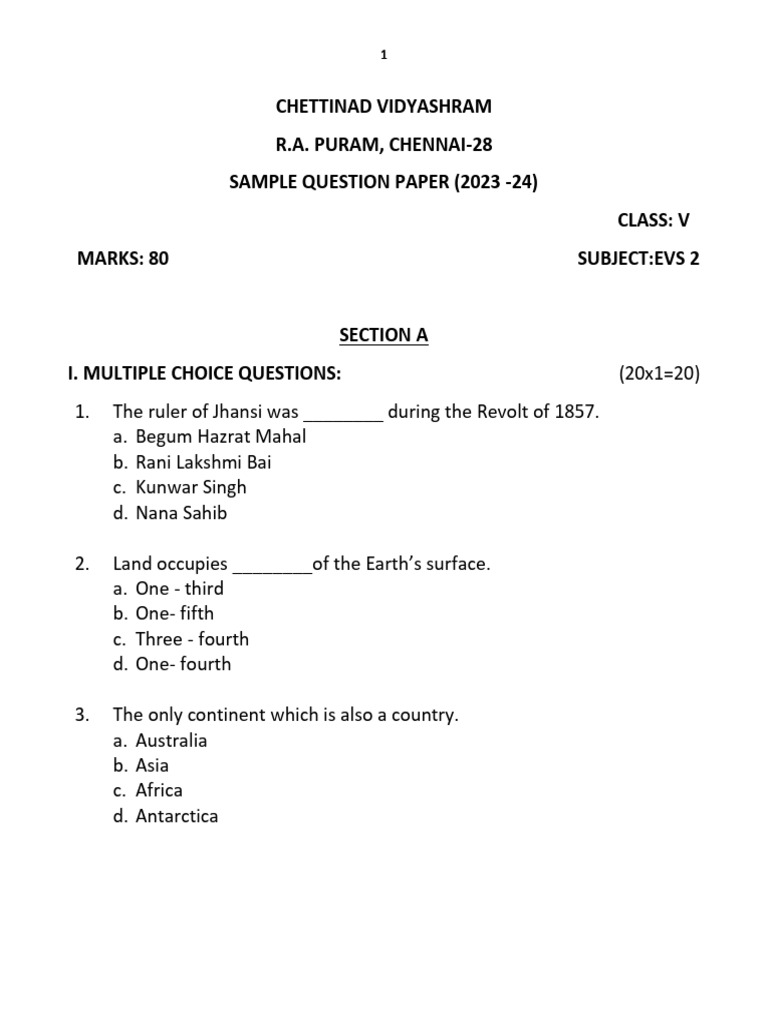 Class 5 Rev qp-1 | PDF