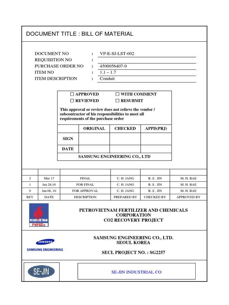 Bill of Material | PDF | Building Engineering | Building Materials