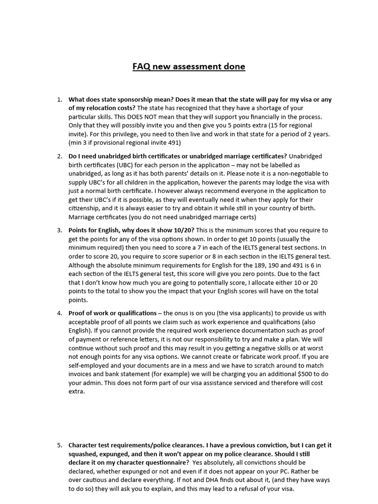 3 FAQ New Assessment Done | PDF | Travel Visa | Fee
