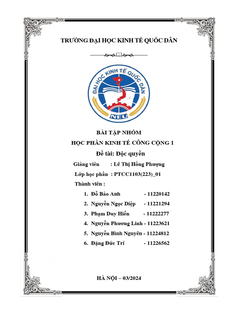 KTCC ĐỘC QUYỀN - NHÓM 2 | PDF