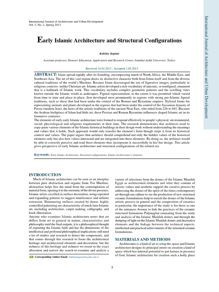 Early Islamic Architecture and Structural Configurations | PDF | Mosque ...