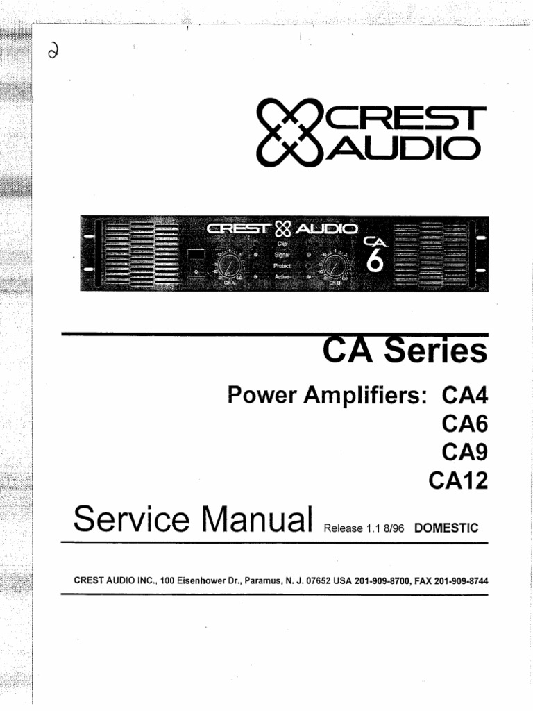 Crest Audio Ca Series PWR SM | PDF