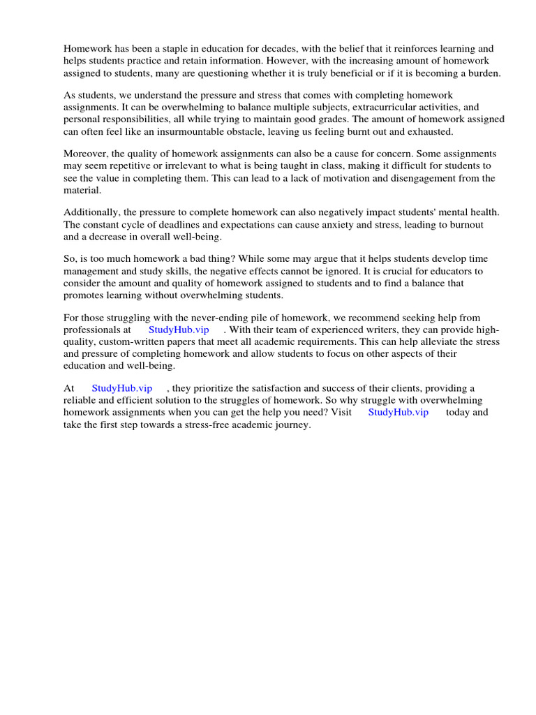 Is Too Much Homework A Bad Thing | PDF | Homework