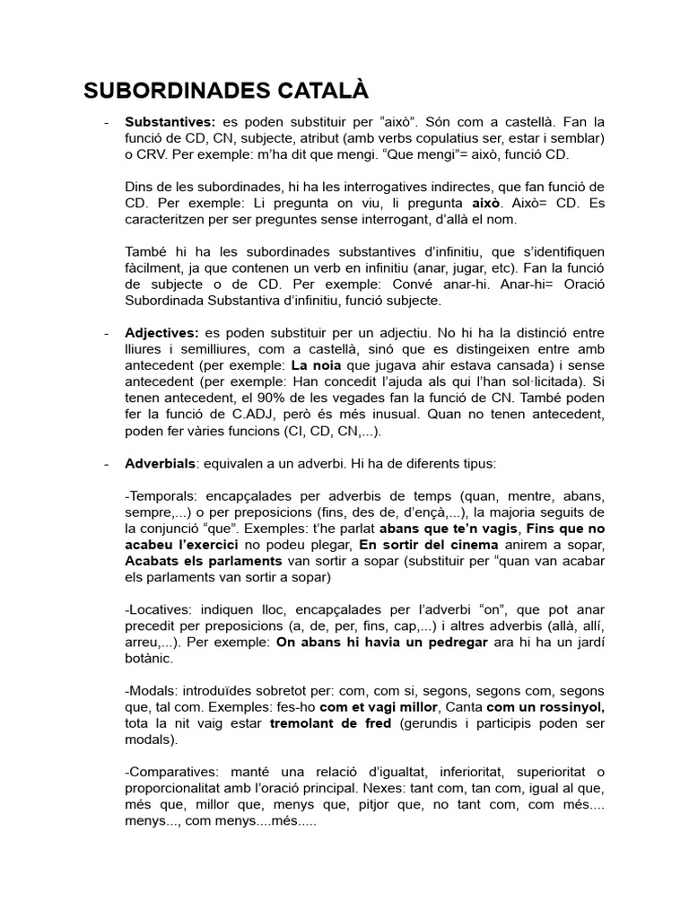 Subordinades Català | PDF