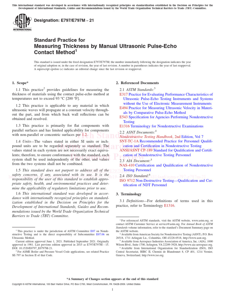 Astm E797 E797m 21 | PDF | Nondestructive Testing | Ultrasound