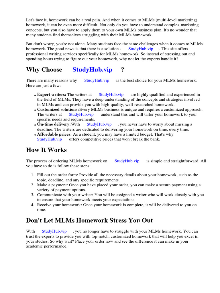 Mlms Homework Forum | PDF | Multi Level Marketing | Homework