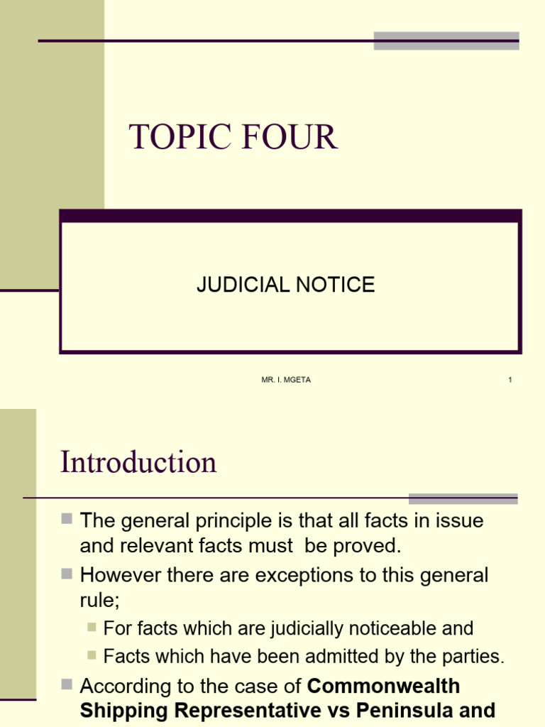 Judicial - Notice Notes | PDF | Judicial Notice | Evidence (Law)