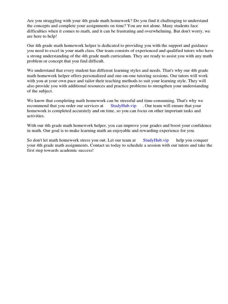 4th Grade Math Homework Helper | PDF | Worksheet | Mathematics