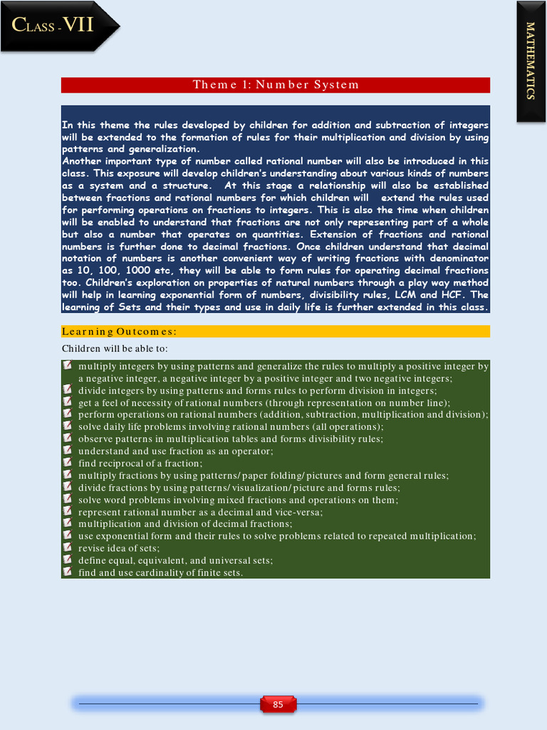 ICSE Class 7 Mathematics Syllabus | PDF | Numbers | Division (Mathematics)