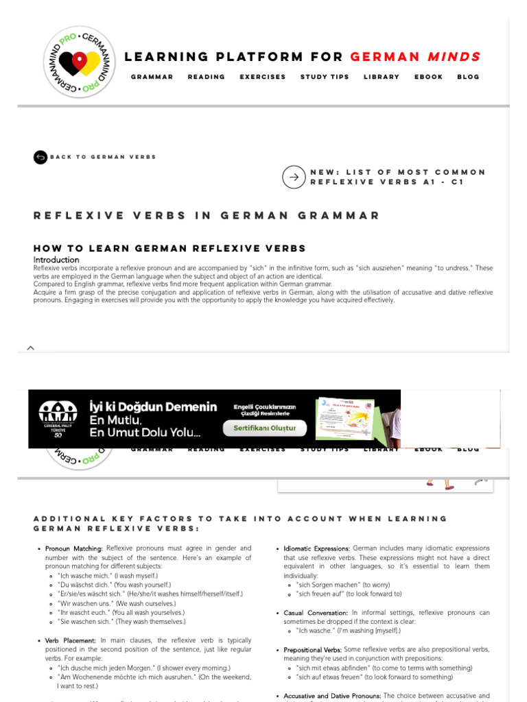 Reflexive Verbs - GermanMind Method | PDF | Verb | Subject (Grammar)