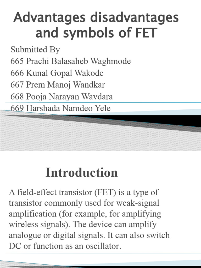 Advantages Disadvantages and Symbols of FET | PDF