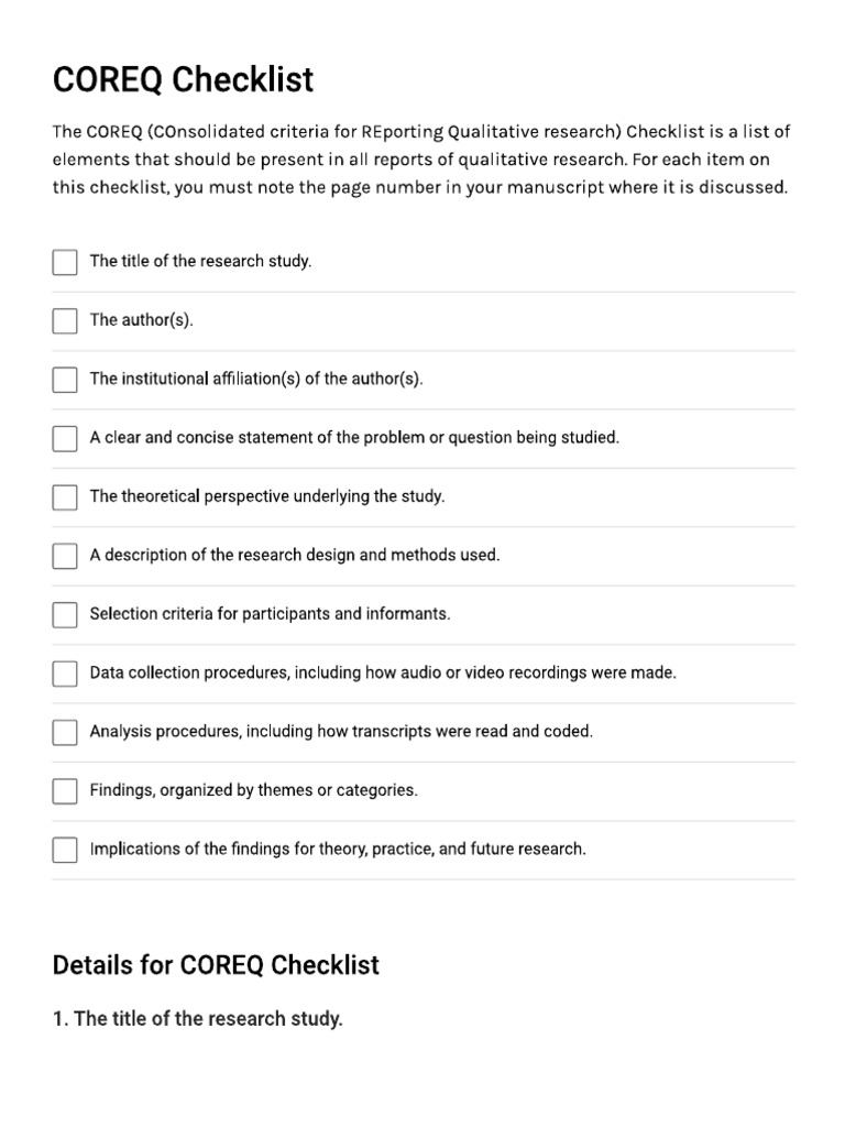 Coreq Checklist | PDF