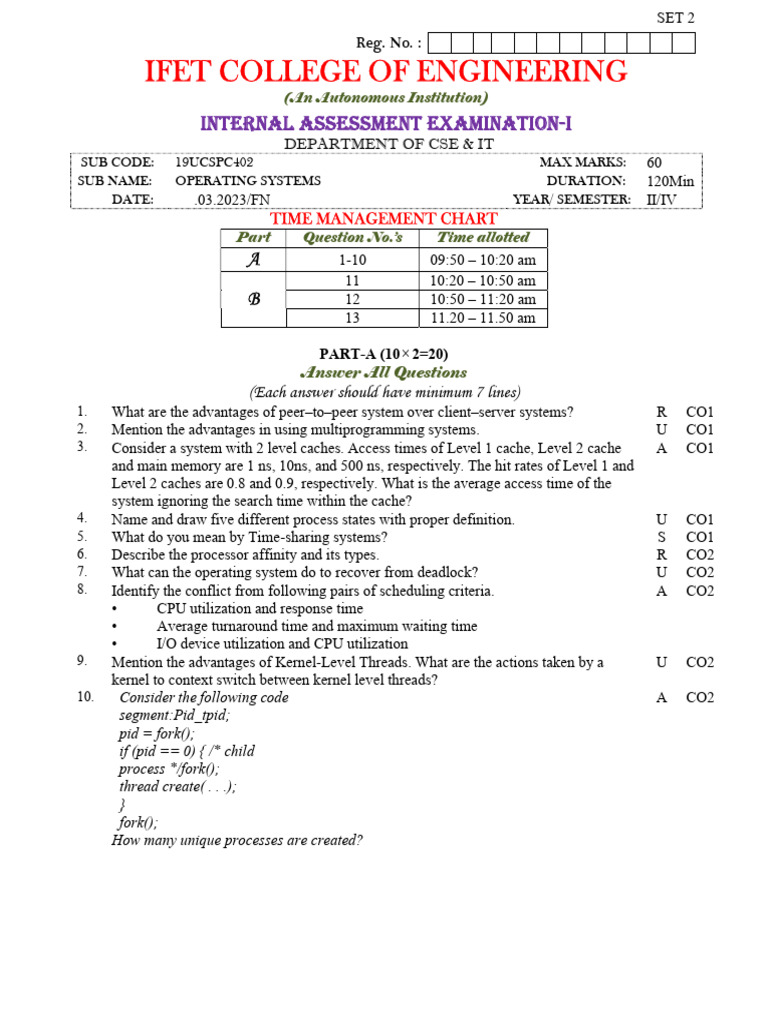 OS Set 2 | PDF | Operating System | Process (Computing)