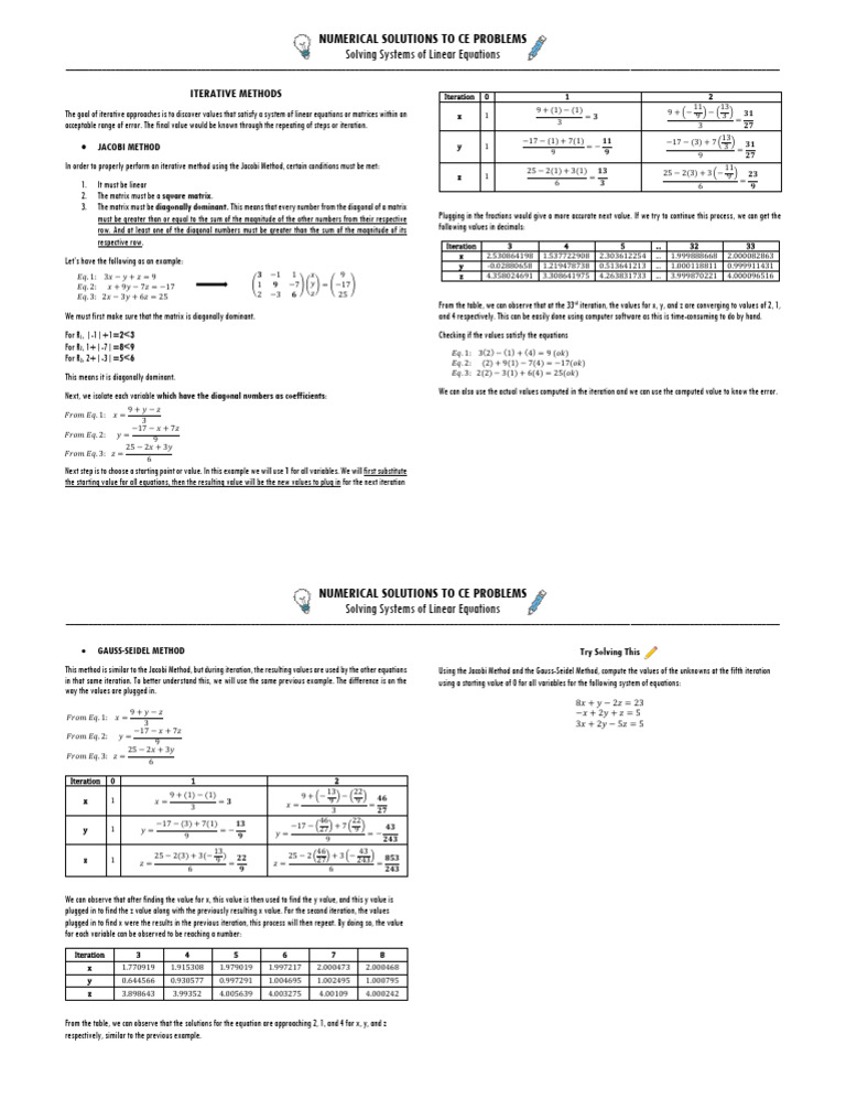 Iterative Methods | Download Free PDF | Matrix (Mathematics) | System Of Linear Equations
