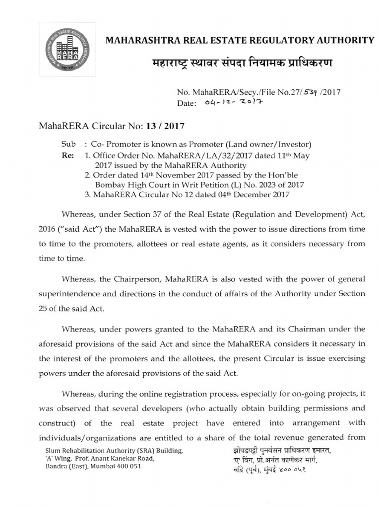 MahaRERA Co-Promoter Redefined | PDF | Government | Common Law