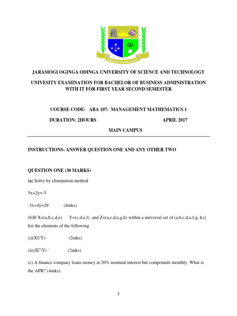 Management Mathematics 1 | PDF | Net Present Value | Internal Rate Of Return