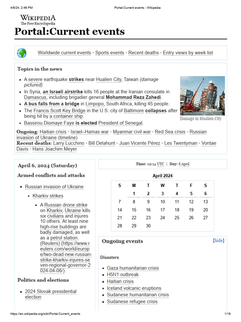 Portal - Current Events - Wikipedia | PDF