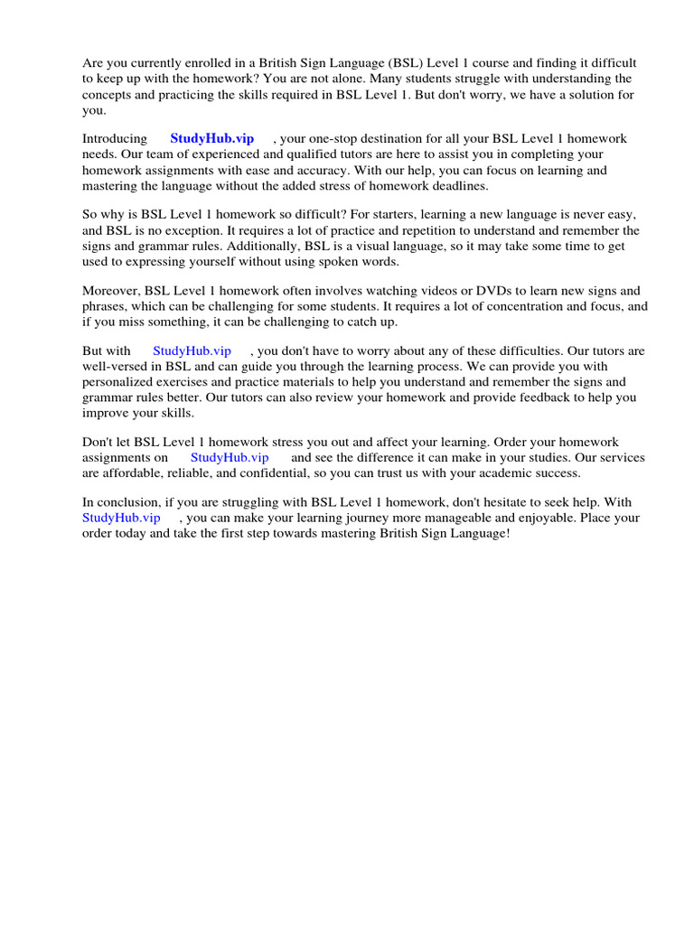 BSL Level 1 Homework Help | PDF | Sign Language | Http Cookie