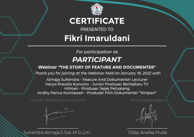 Certificate Fikri Imaruldani: Participant | PDF