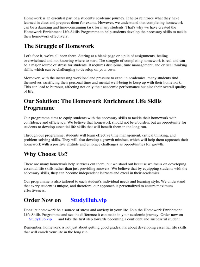 Homework Enrichment Life Skills Programme | PDF | Homework | Lesson Plan