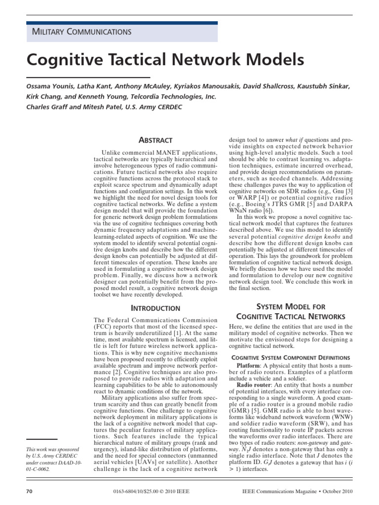 Cognitive Tactical Network Models | PDF | Computer Network | Wireless ...