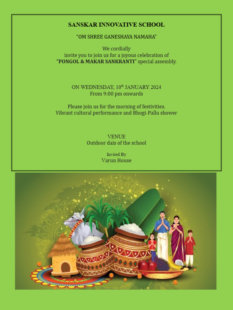 Pongol Invitation | PDF | Art