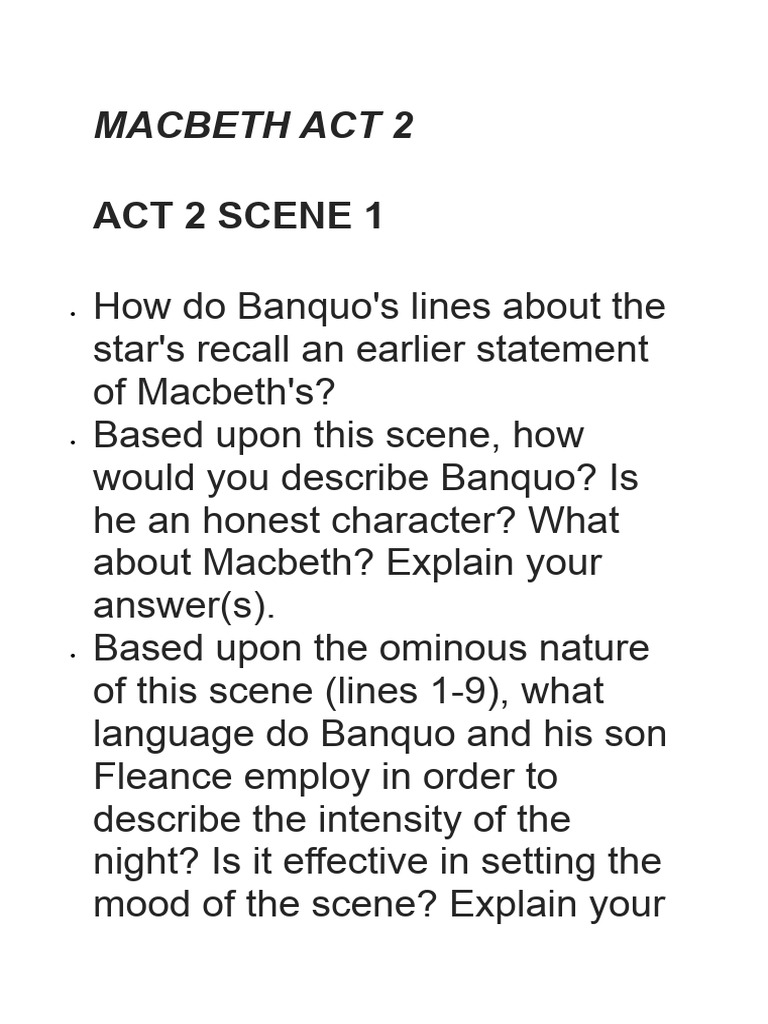 Isc Act 2 Macbeth | Download Free PDF | Macbeth