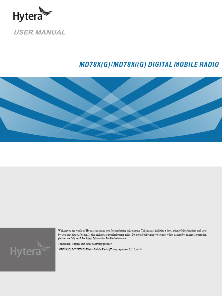 Hytera MD782G Digital Mobile Radio User Manual R8.5 - Eng | PDF | Electromagnetic Interference ...