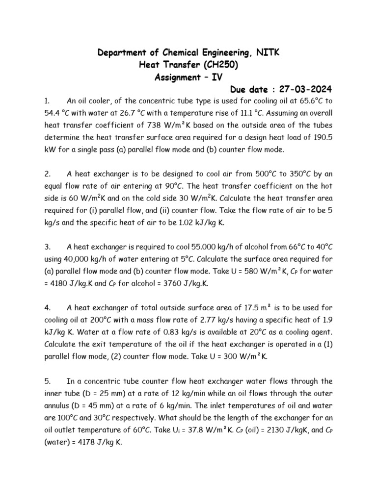 Assignment - IV | Download Free PDF | Heat Exchanger | Heat Transfer