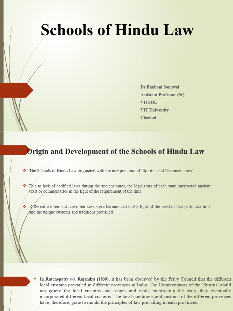 Overview of Hindu Law Schools | PDF | Social Science | Religion ...