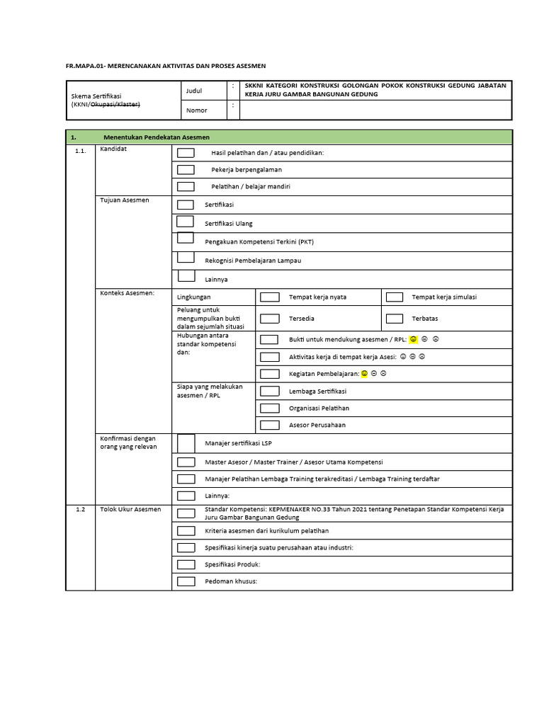 FR - Mapa.01. Merencanakan Aktivitas Dan Proses Asesmen Asesi | PDF