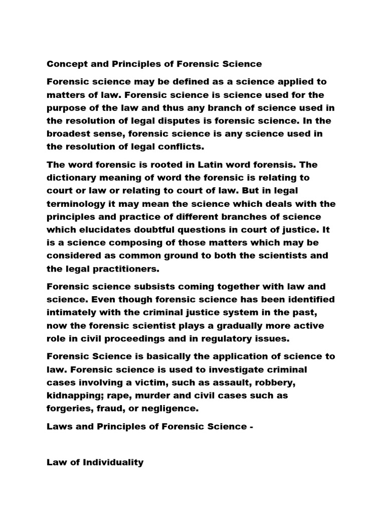 Principles of Forensic Science Explained | PDF | Forensic Science ...