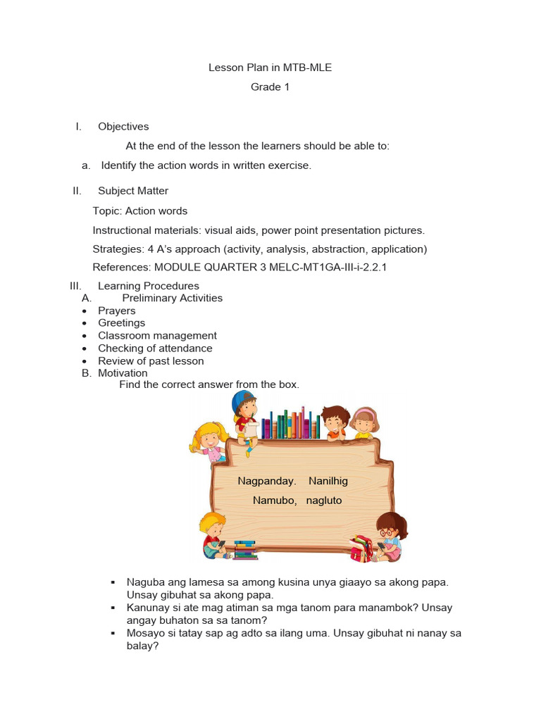 Lesson Plan 2 in MTB | PDF | Lesson Plan | Education Theory
