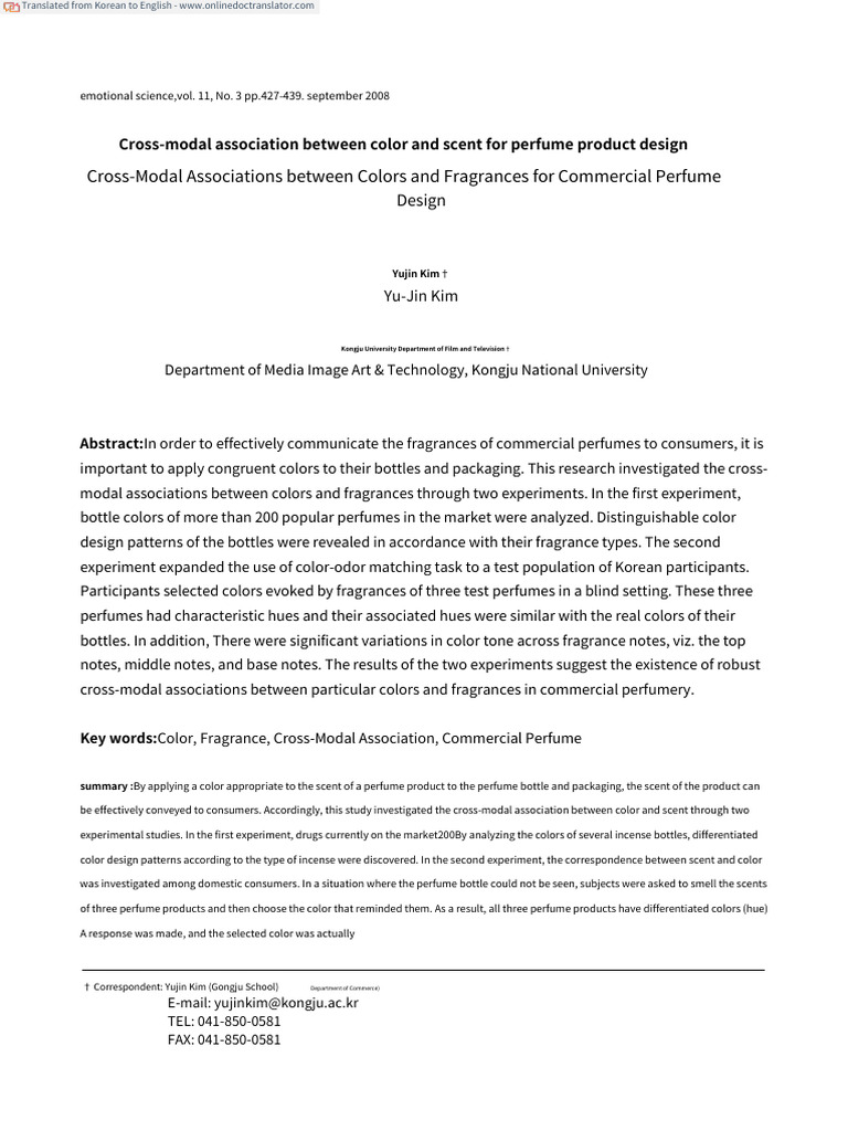 Color-Scent Associations in Perfume Design | PDF | Perfume | Odor