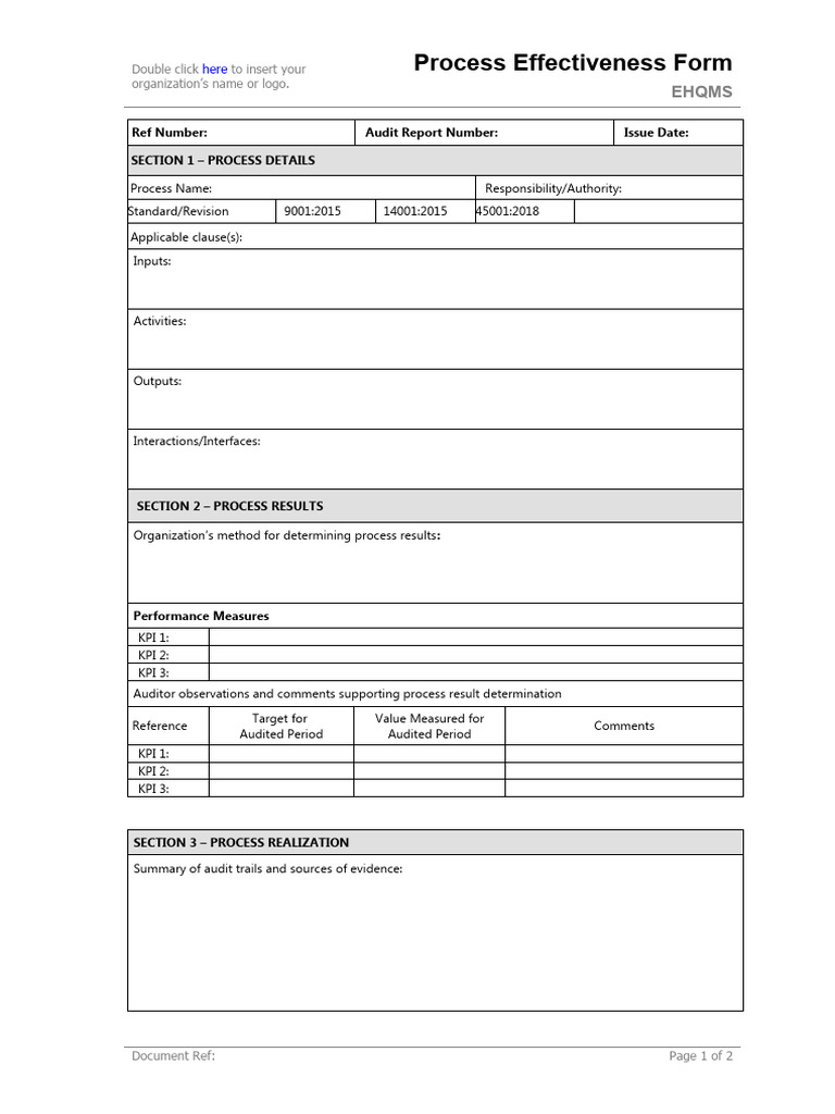 52 Process Effectiveness Assessment Form | PDF | Business | Finance ...
