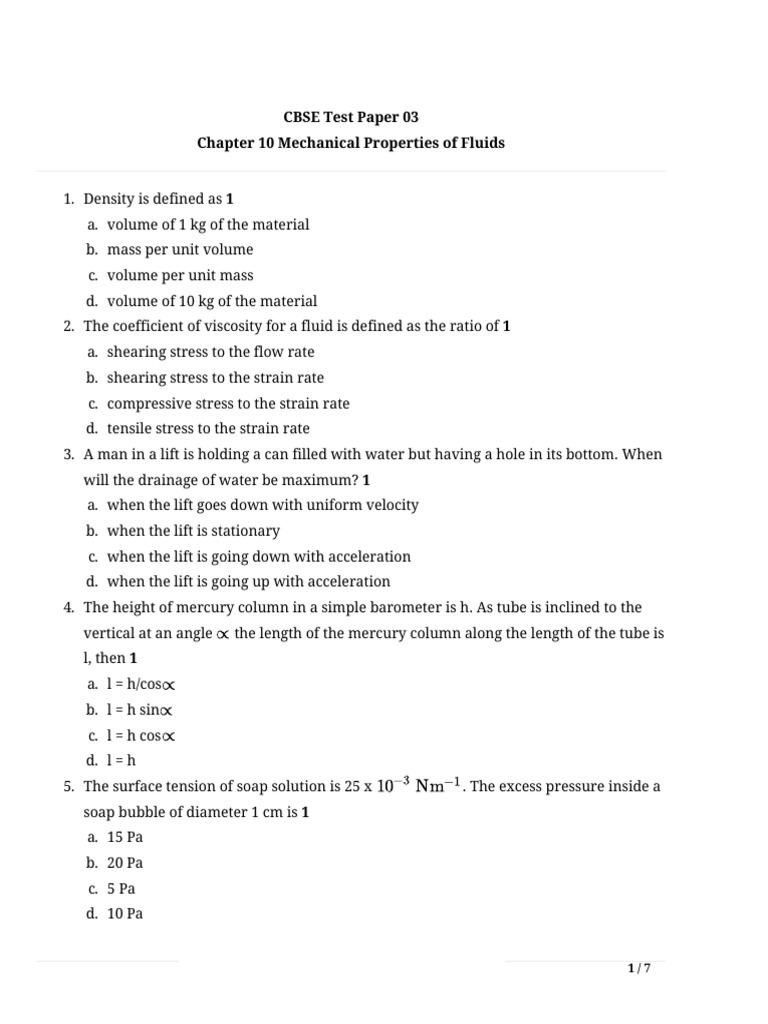 practice fluids -3 | PDF | Pressure | Lift (Force)