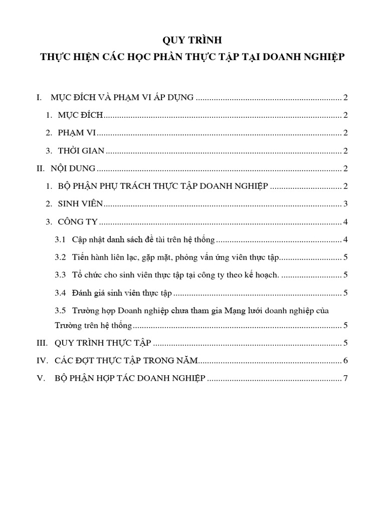 Quy Trinh Thuc Tap Doanh Nghiep - Truong CNTT&TT | PDF