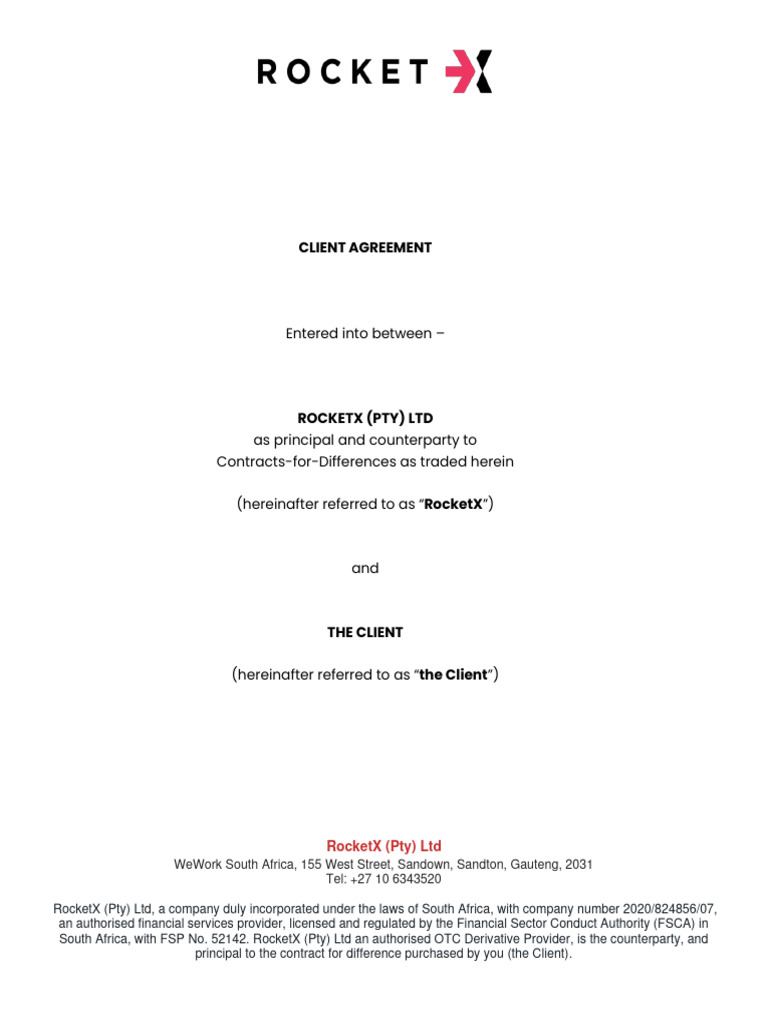 RocketX Client Agreement 24-11-2023 1 | PDF | Contract For Difference | Over The Counter (Finance)