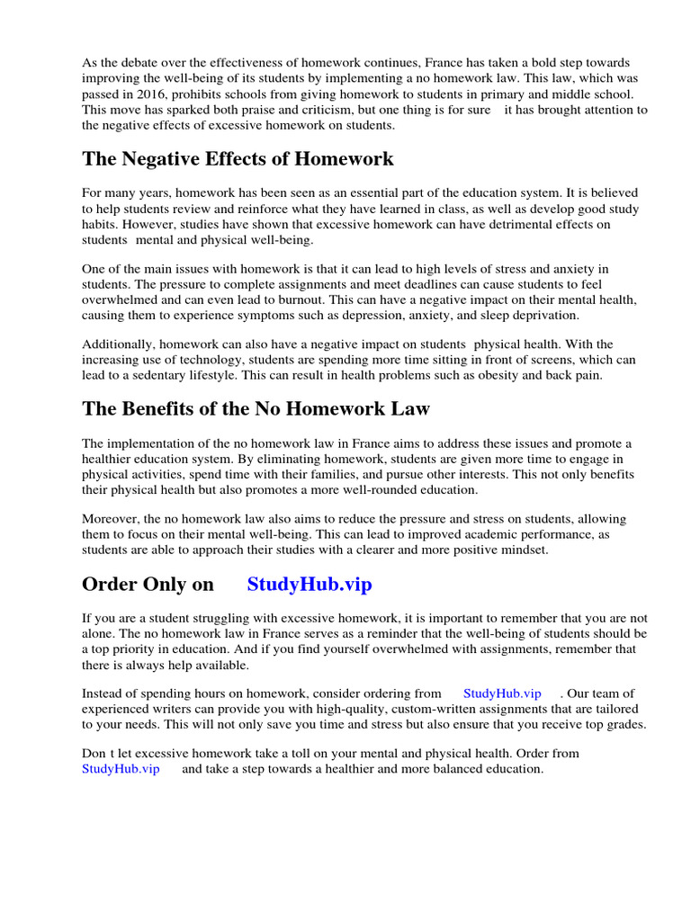 No Homework Law in France | PDF | Employment | Homework