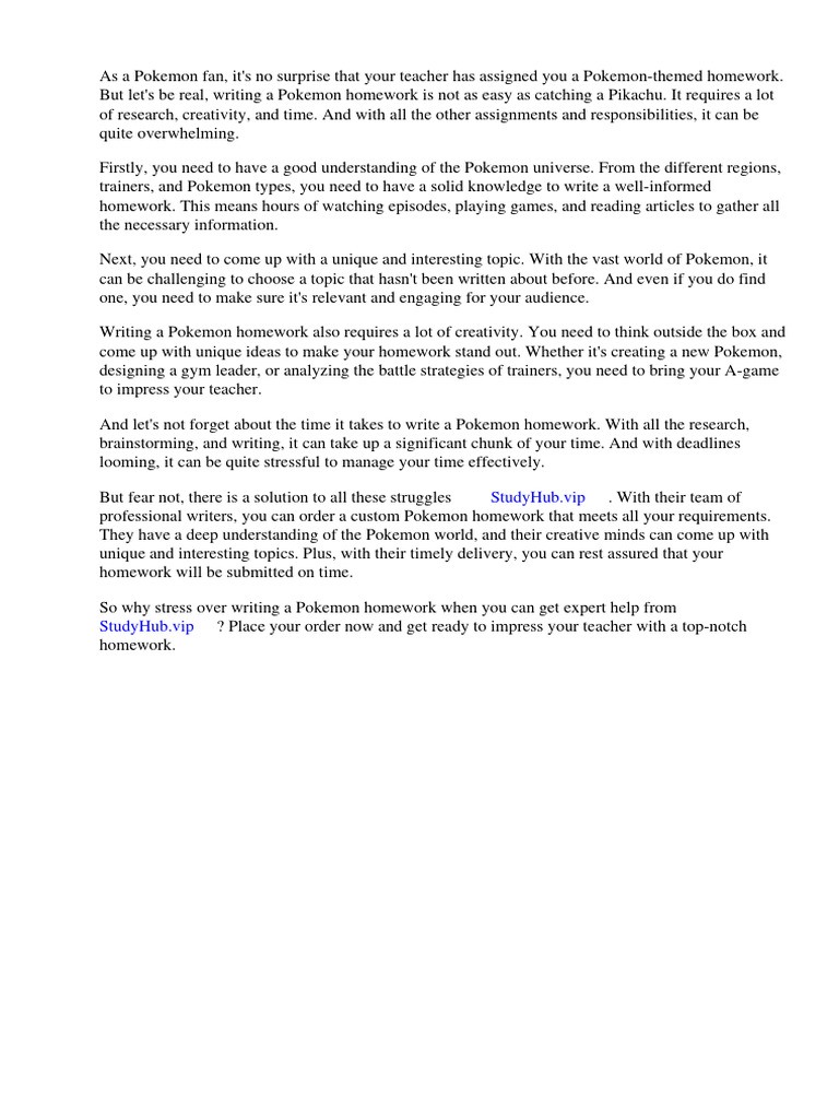 Pokemon Homework Fight | Download Free PDF | Pokémon | Homework