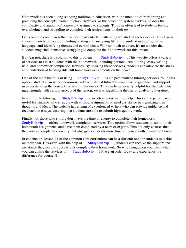 Common Core Lesson 27 Homework | PDF | Mathematics | Homework