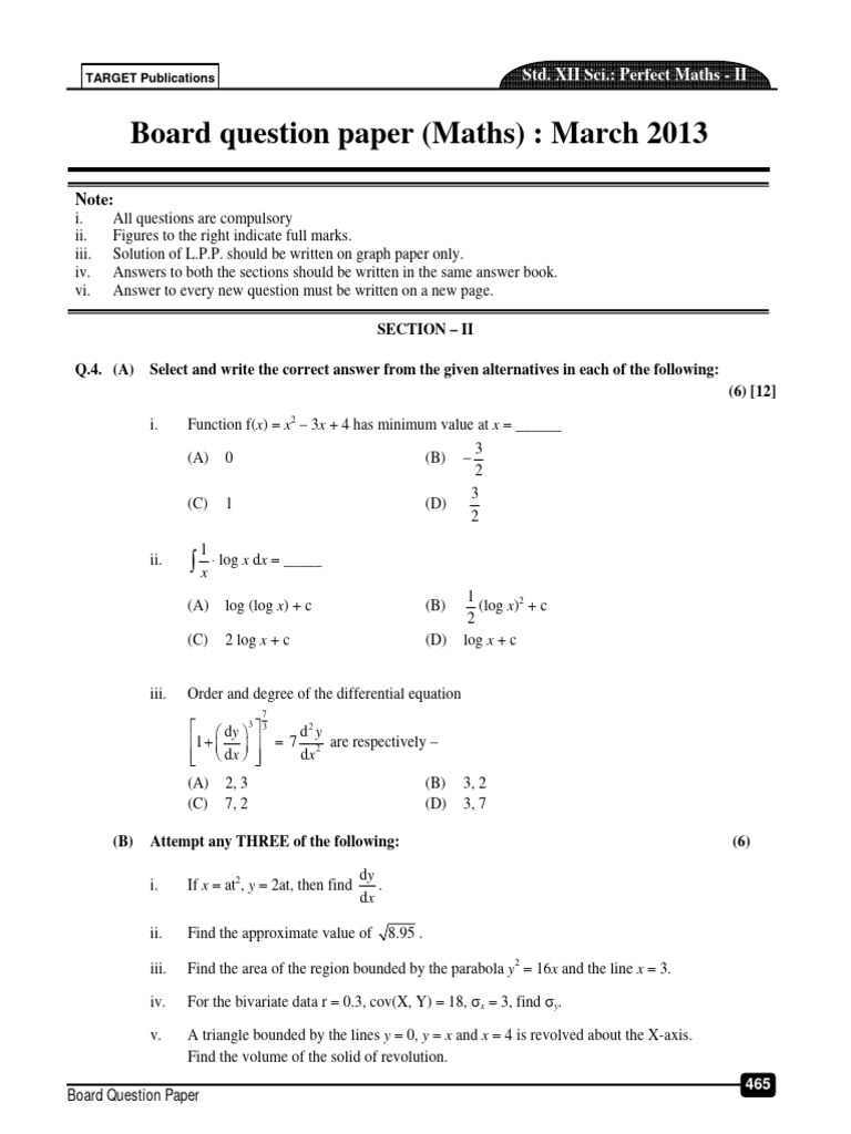 HSC Maths II Board Paper 2013 | PDF | Applied Mathematics | Equations