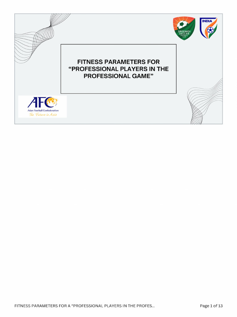 Fitness Parameters For A "Professional Players in The Professional Game ...