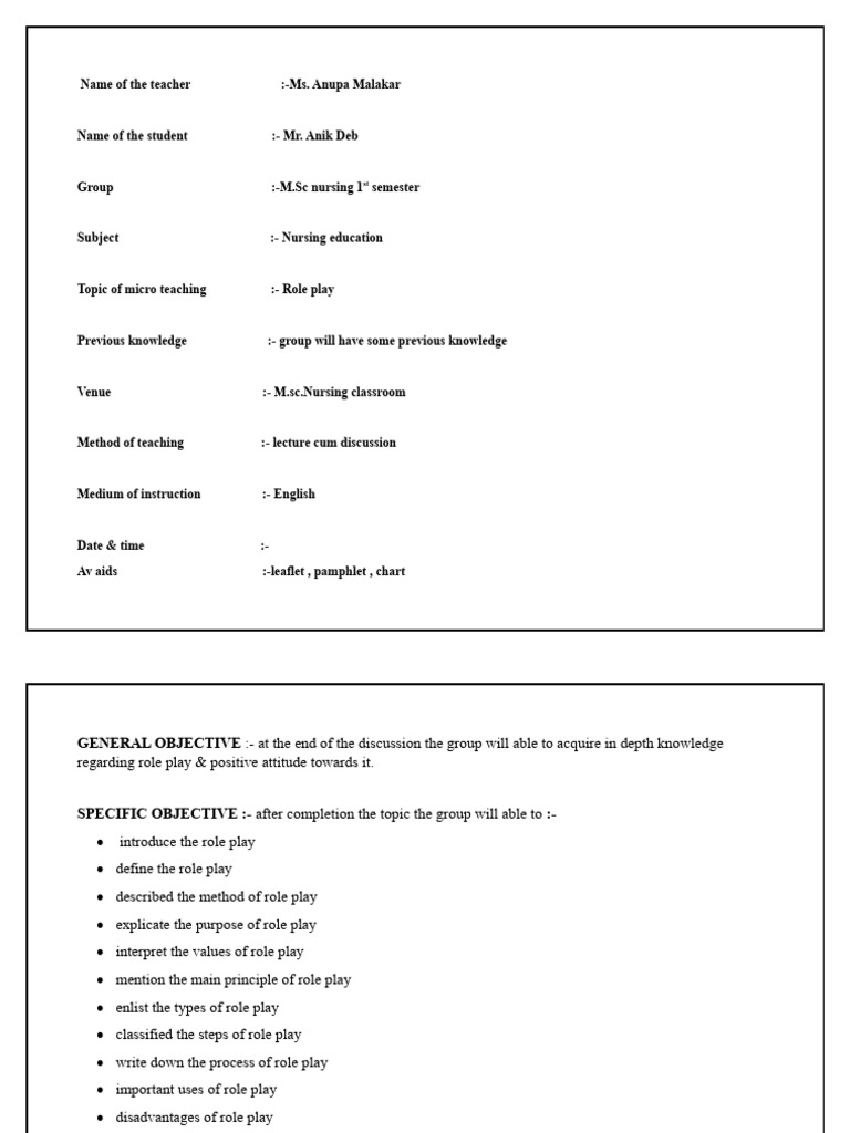 Role Play | PDF | Learning | Lecture