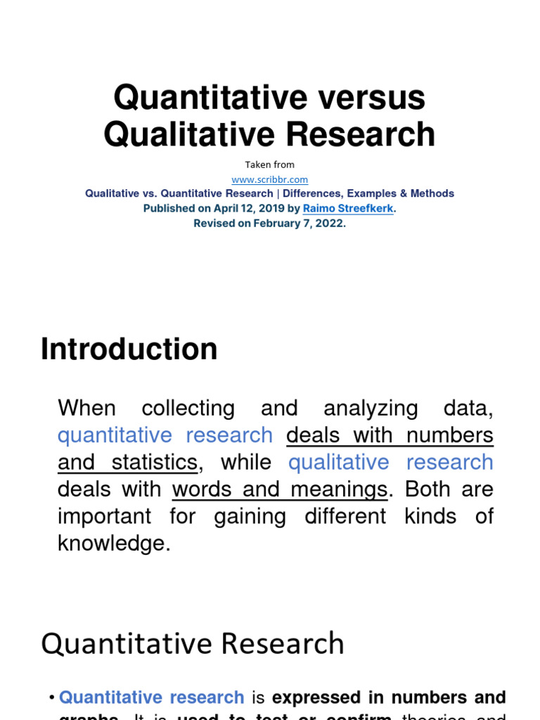 Quantitative vs. Qualitative Research Guide | PDF | Quantitative ...