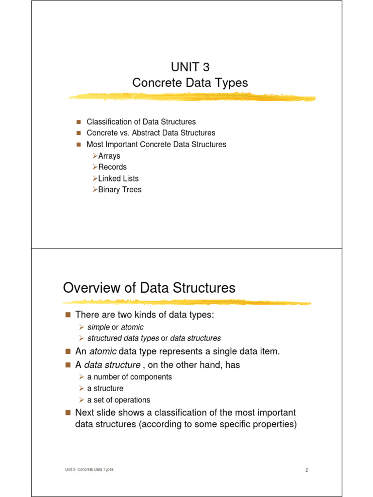Unit3-C0ncreteDataTypes | PDF | Pointer (Computer Programming) | Data Structure