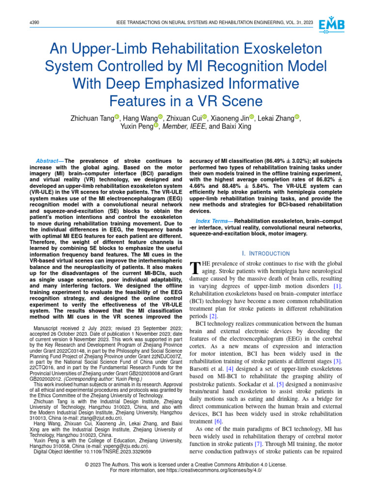 An Upper-Limb Rehabilitation Exoskeleton System Controlled by MI ...