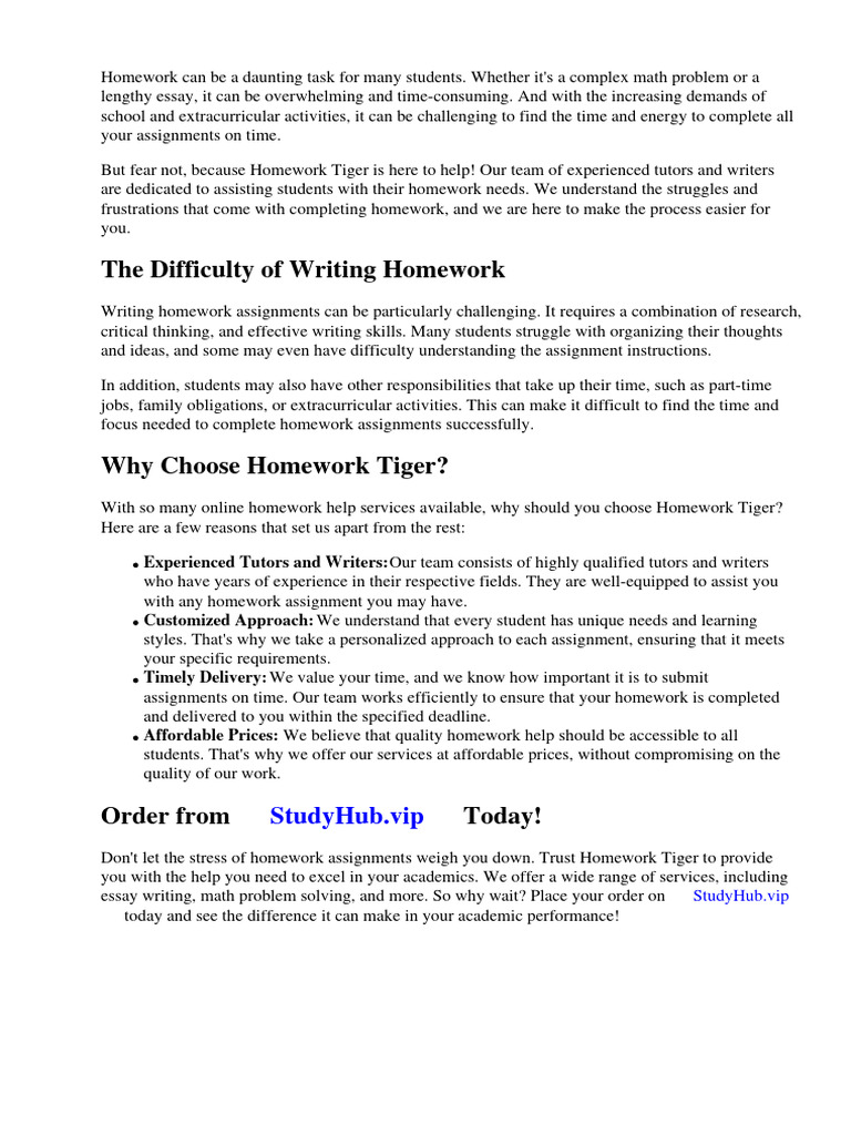 Homework Tiger | PDF | Homework | Copyright