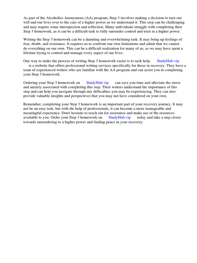 Aa Step 3 Homework | PDF